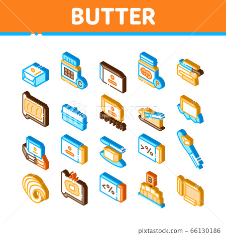 Butter Or Margarine Isometric Icons Set Vector - Stock Illustration ...
