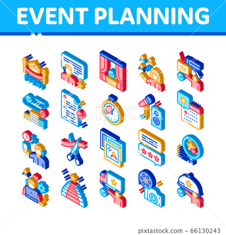 Event Party Planning Isometric Icons Set Vector - Stock Illustration ...