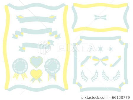 Simple ribbon cute frame medal set - Stock Illustration [66130779] - PIXTA