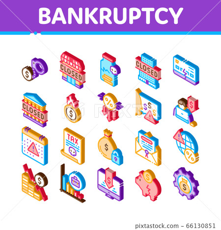 Bankruptcy Business Isometric Icons Set Vector - Stock Illustration ...