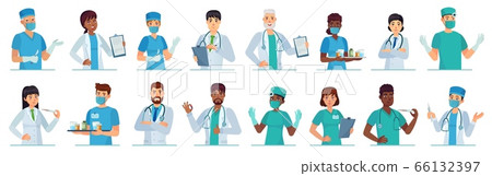 Cartoon medical workers. Doctor portrait,... - Stock Illustration ...