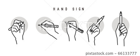 Hand with pen & hand sign - Stock Illustration [66133777] - PIXTA