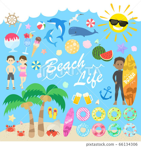 Summer sea illustration set - Stock Illustration [66134306] - PIXTA