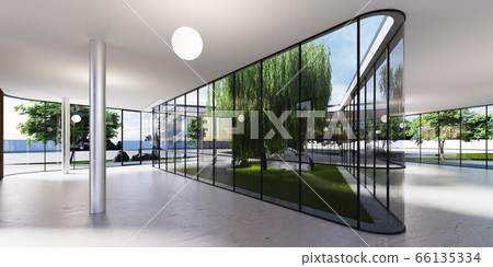 Spacious bright spatial rooms with lots of - Stock Illustration ...