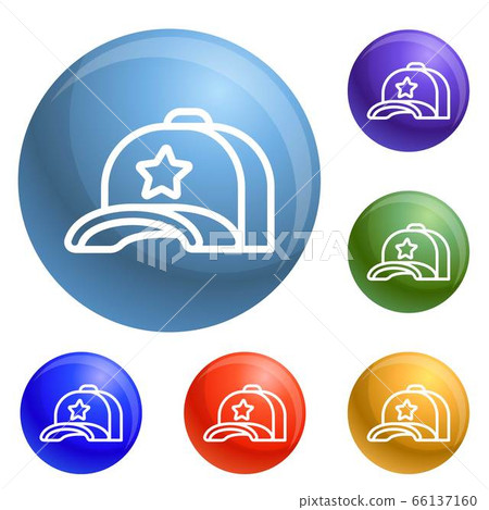 Star baseball cap icons set vector - Stock Illustration [66137160] - PIXTA