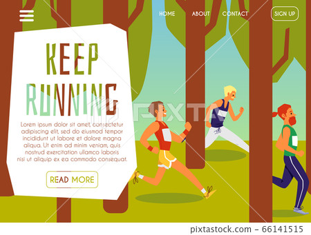 Keep running sport fitness banner with people... - Stock Illustration ...