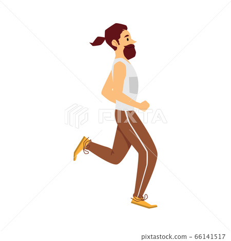Sprinter or runner man cartoon character flat... - Stock Illustration ...