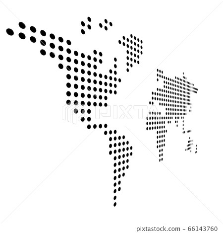 Dotted map of World. Side view distortion.... - Stock Illustration ...