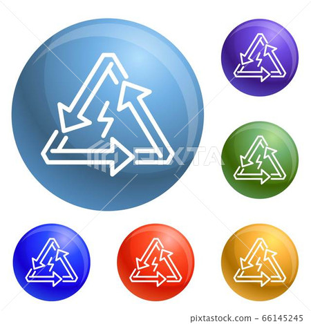 Triangular energy arrow icons set vector - Stock Illustration [66145245 ...