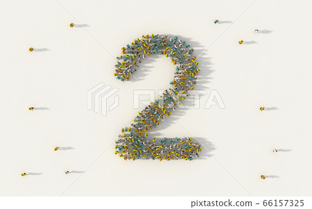 Large group of people forming number two, 2, - Stock Illustration ...