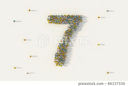 Large group of people forming number seven, 7, - Stock Illustration ...