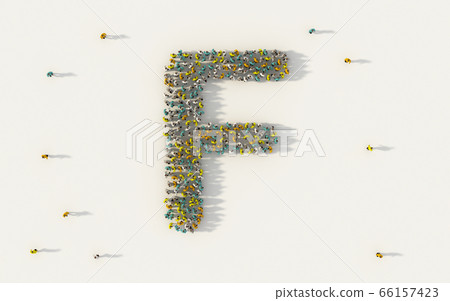 Large group of people forming letter F, capital - Stock Illustration ...