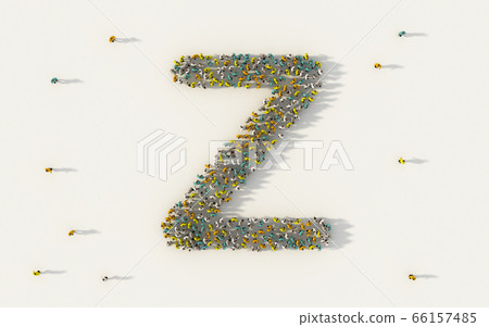Large group of people forming letter Z, capital - Stock Illustration ...