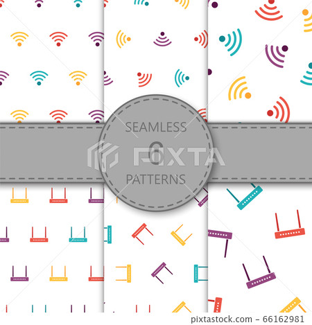 Seamless pattern with router and wifi on white... - Stock Illustration ...