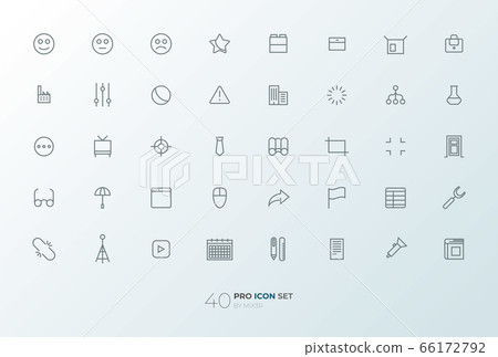 Line art simple icon set for web and applications - Stock Illustration ...