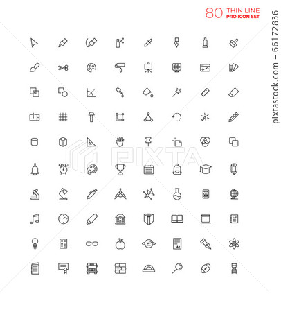 Line art simple icon set for web and applications - Stock Illustration ...