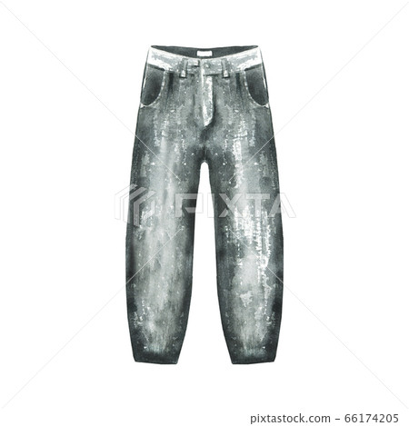 Watercolor jeans isolated on white. - Stock Illustration [66174205] - PIXTA