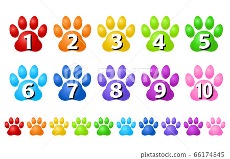 Colorful paws number icon - Stock Illustration [66174845] - PIXTA