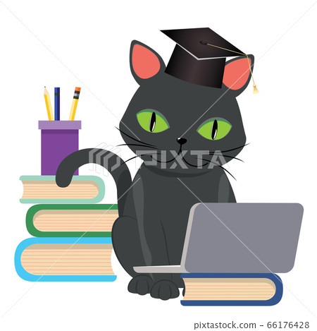 Black cat graduation - Stock Illustration [66176428] - PIXTA
