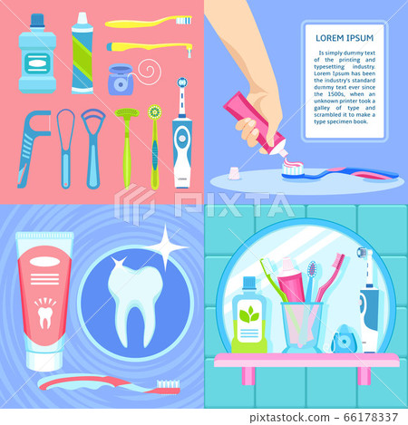 Toothbrush banner set, flat style - Stock Illustration [66178337] - PIXTA