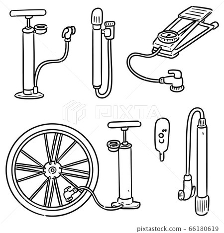 vector set of bicycle pump - Stock Illustration [66180619] - PIXTA