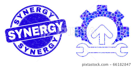 Blue Distress Synergy Seal and Gear Integration... - Stock Illustration ...