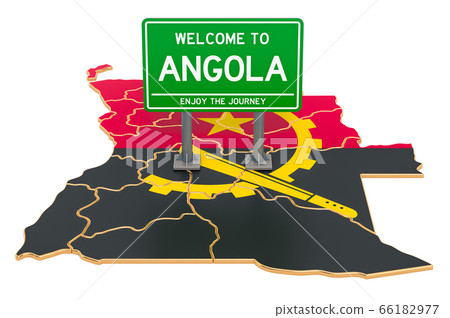 Billboard Welcome to Angola on Angolan map - Stock Illustration ...