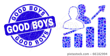 Blue Scratched Good Boys Stamp Seal and People... - Stock Illustration ...