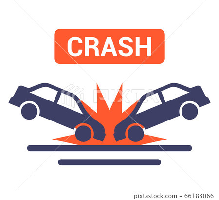 car collision icon on the road. flat vector... - Stock Illustration ...