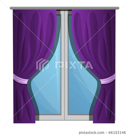Purple window curtains icon, cartoon style - Stock Illustration ...