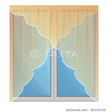 Transparent window curtains icon, cartoon style - Stock Illustration ...
