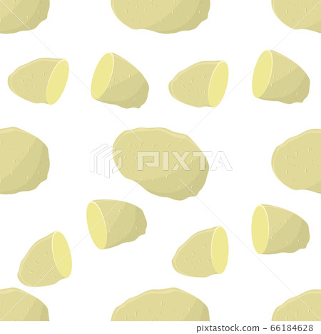 Potato Seamless Pattern. Whole, Slices, Half,... - Stock Illustration ...