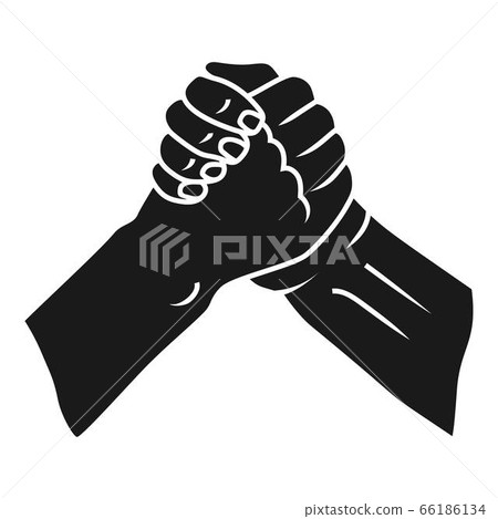 Brotherly handshake icon, simple style - Stock Illustration [66186134 ...