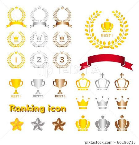 Gold silver bronze ranking icon material set - Stock Illustration ...