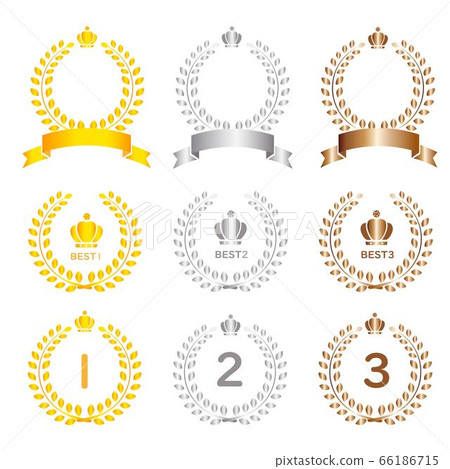 Gold silver bronze ranking icon material set - Stock Illustration ...