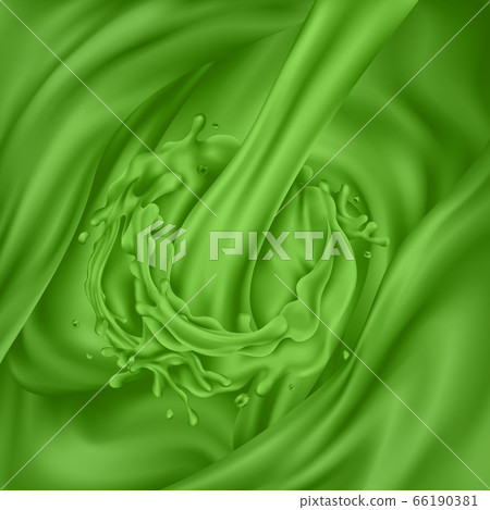 Stream of green juice pours into green liquid... - Stock Illustration ...