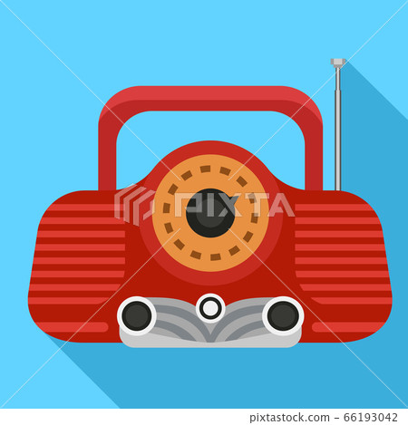 Red radio icon, flat style - Stock Illustration [66193042] - PIXTA