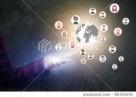 Modern communication technology media icons on - Stock Illustration ...