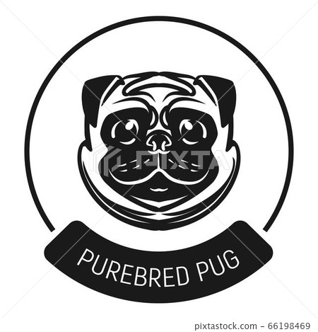 Purebred pug logo icon, simple style - Stock Illustration [66198469 ...