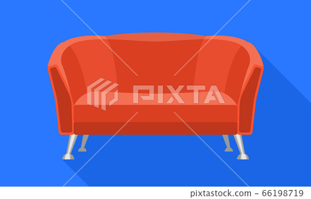 Red cover sofa icon, flat style - Stock Illustration [66198719] - PIXTA