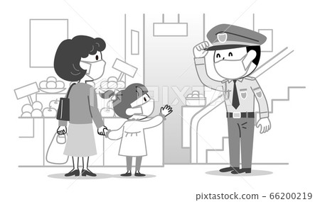 Male security guard shopper mask monochrome... - Stock Illustration ...