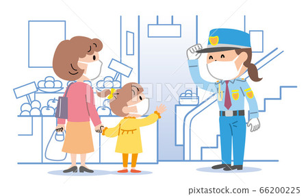 Female security guard shopper mask illustration - Stock Illustration ...