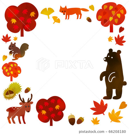 Autumnal autumn forest animal frame - Stock Illustration [66208180] - PIXTA