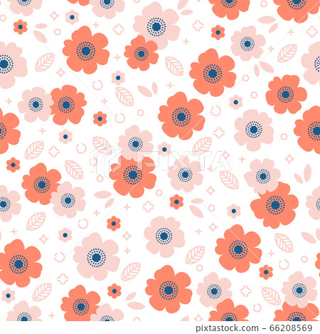 Red and pink flower seamless pattern. -插圖素材 [66208569] - PIXTA圖庫