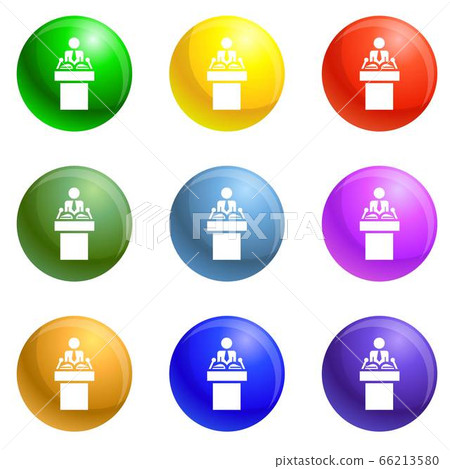 Political conference icons set vector - Stock Illustration [66213580 ...