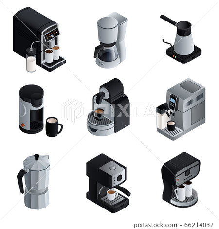 Coffee maker icons set, isometric style - Stock Illustration [66214032 ...