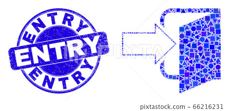Blue Grunge Entry Stamp and Exit Door Mosaic - Stock Illustration ...