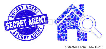 Blue Distress Secret Agent Stamp and Explore... - Stock Illustration ...