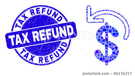 Blue Grunge Tax Refund Stamp Seal and Dollar... - Stock Illustration ...