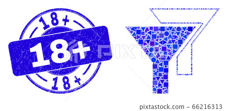 Blue Grunge 18+ Seal and Filters Mosaic - Stock Illustration [66216313 ...